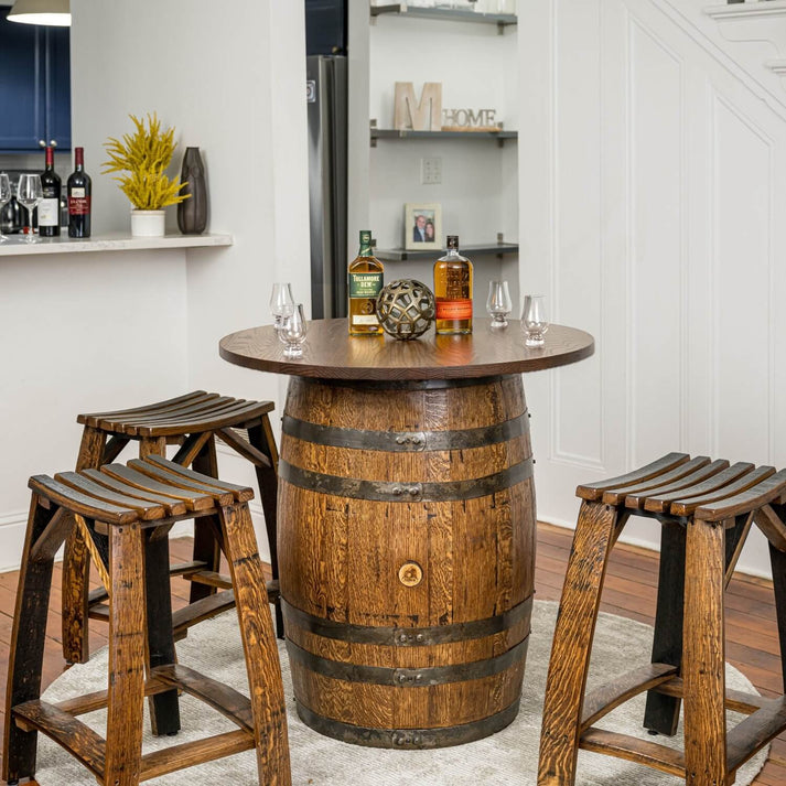 Standard Whiskey Barrel Pub Table w/ 36" or 48" Table Top – Mystic Barrels