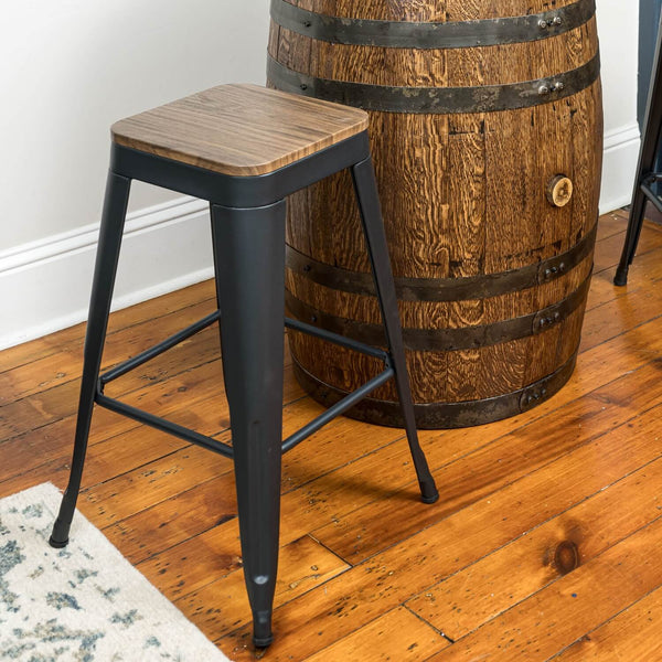 Black Metal Stools w/ Solid Wood Seat – Mystic Barrels